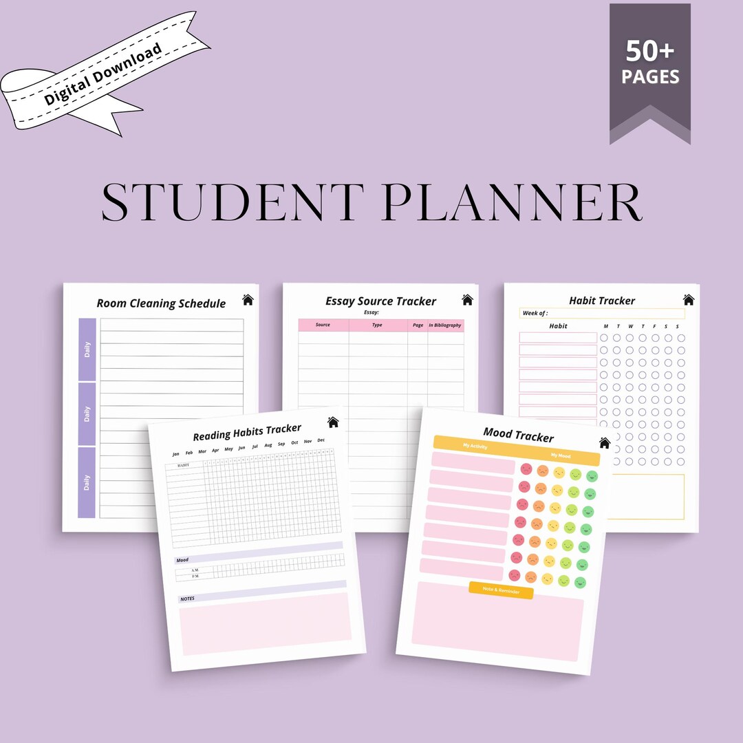Editable Student Planner Canva Template Undated Academic Planner ...