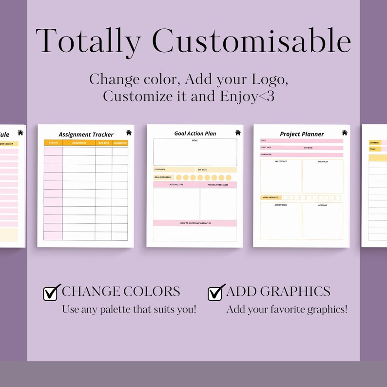 Editable Student Planner Canva Template Undated Academic Planner ...