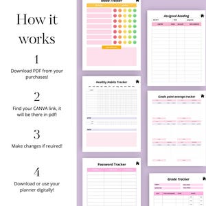 Editable Student Planner Canva Template Undated Academic Planner ...