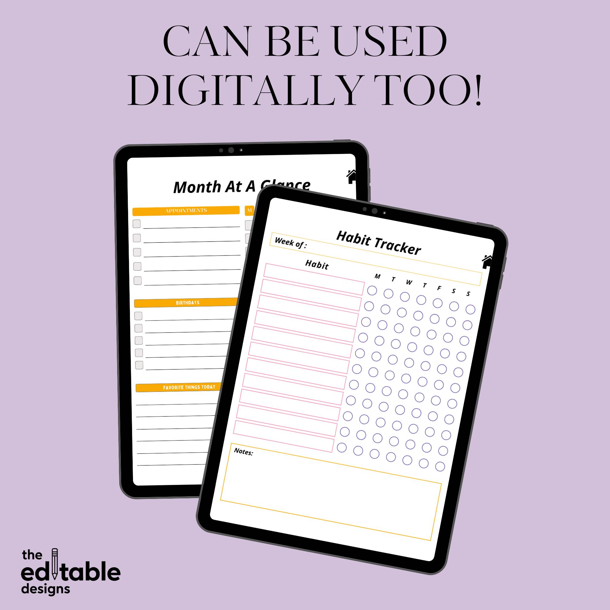Editable Student Planner Canva Template Undated Academic Planner ...