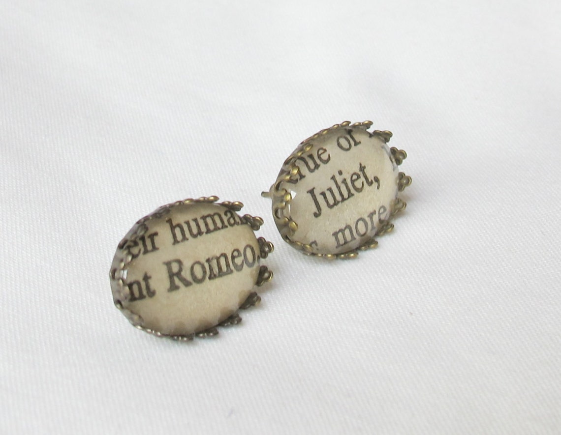Romeo and Juliet Shakespeare Earrings Jewelry Ear Studs - Etsy