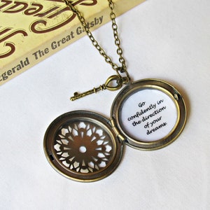 Inspirational Locket Necklace, Brass Key Charm – Graduation Gift - Etsy