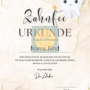 Zahnfee Urkunde zum Ausdrucken für Kinder | personalisierbare PDF ...