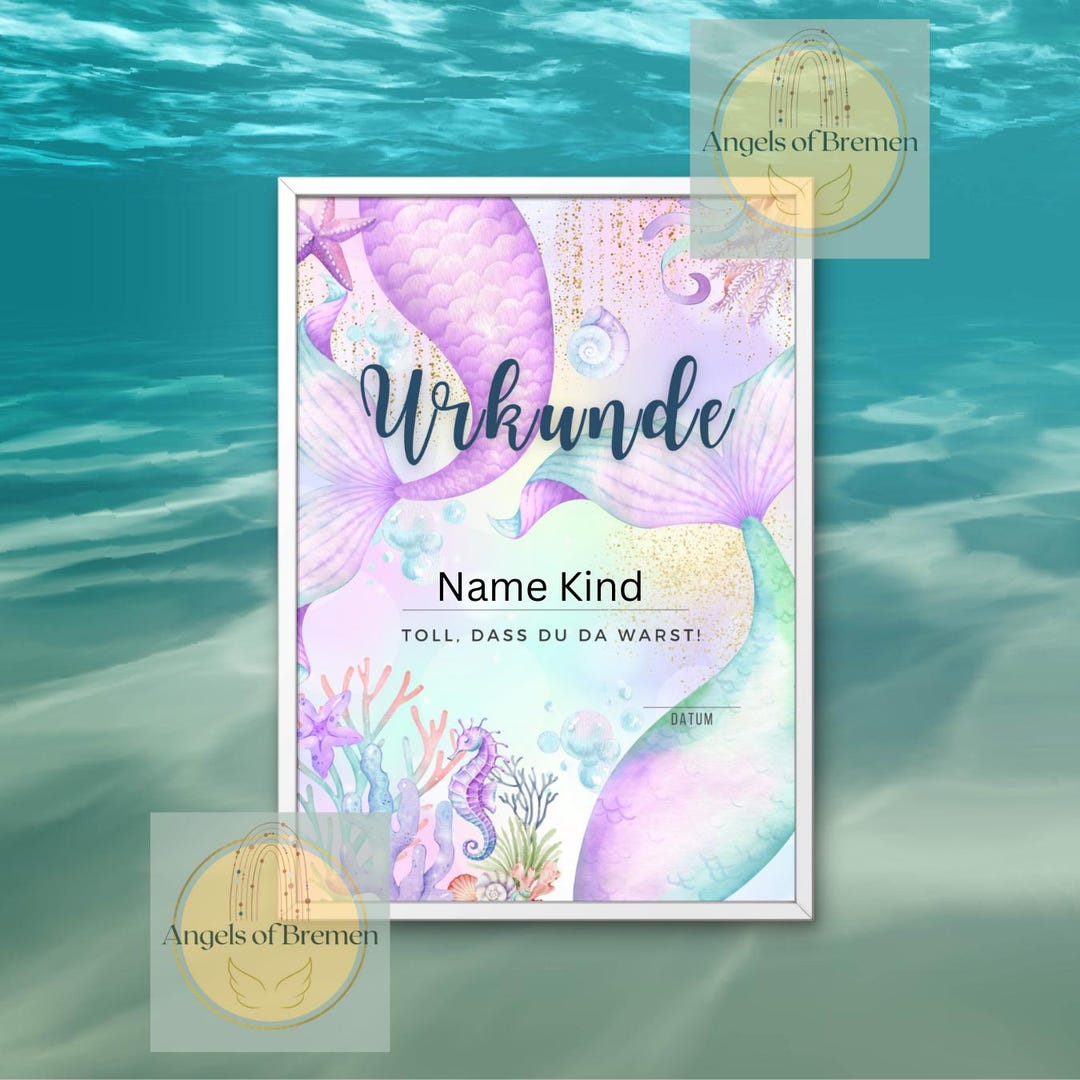 Mermaid Birthday Certificate for Children (3) | Mermaid Theme Party ...