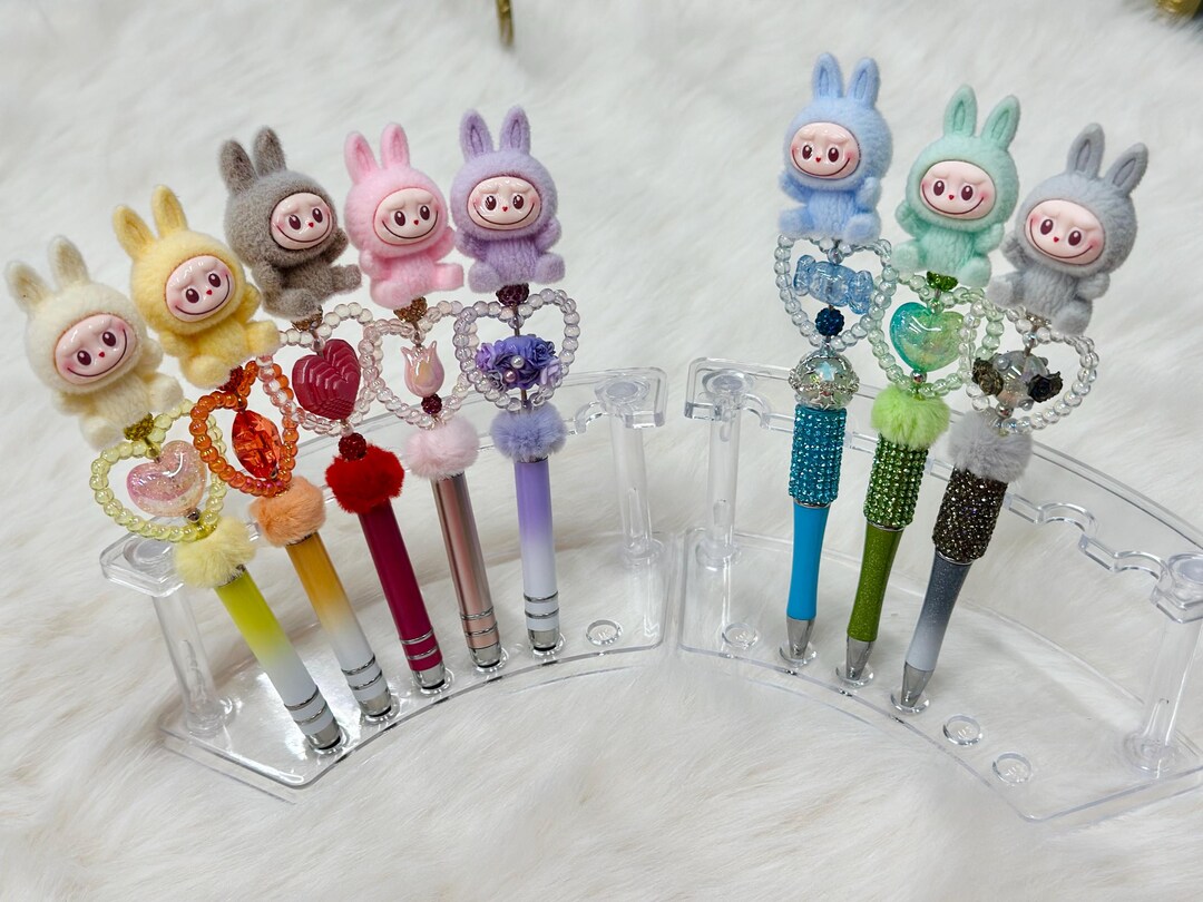 Macaron Colors Fuzzy Labubu Beaded Stylus/pen - Etsy