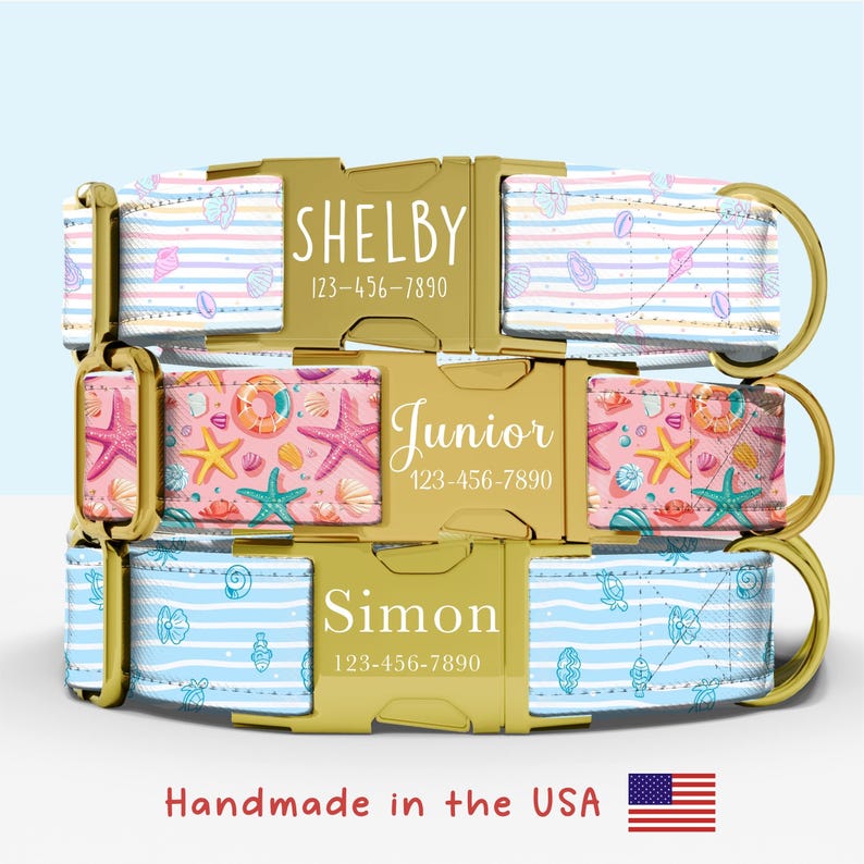 Summer Dog Collar With Name L Personalized Engraved Buckle L Adjustable ...