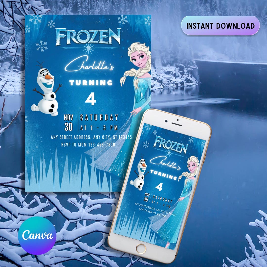 Frozen Birthday Invitation, Frozen Party Invitation, Princess Elsa and ...