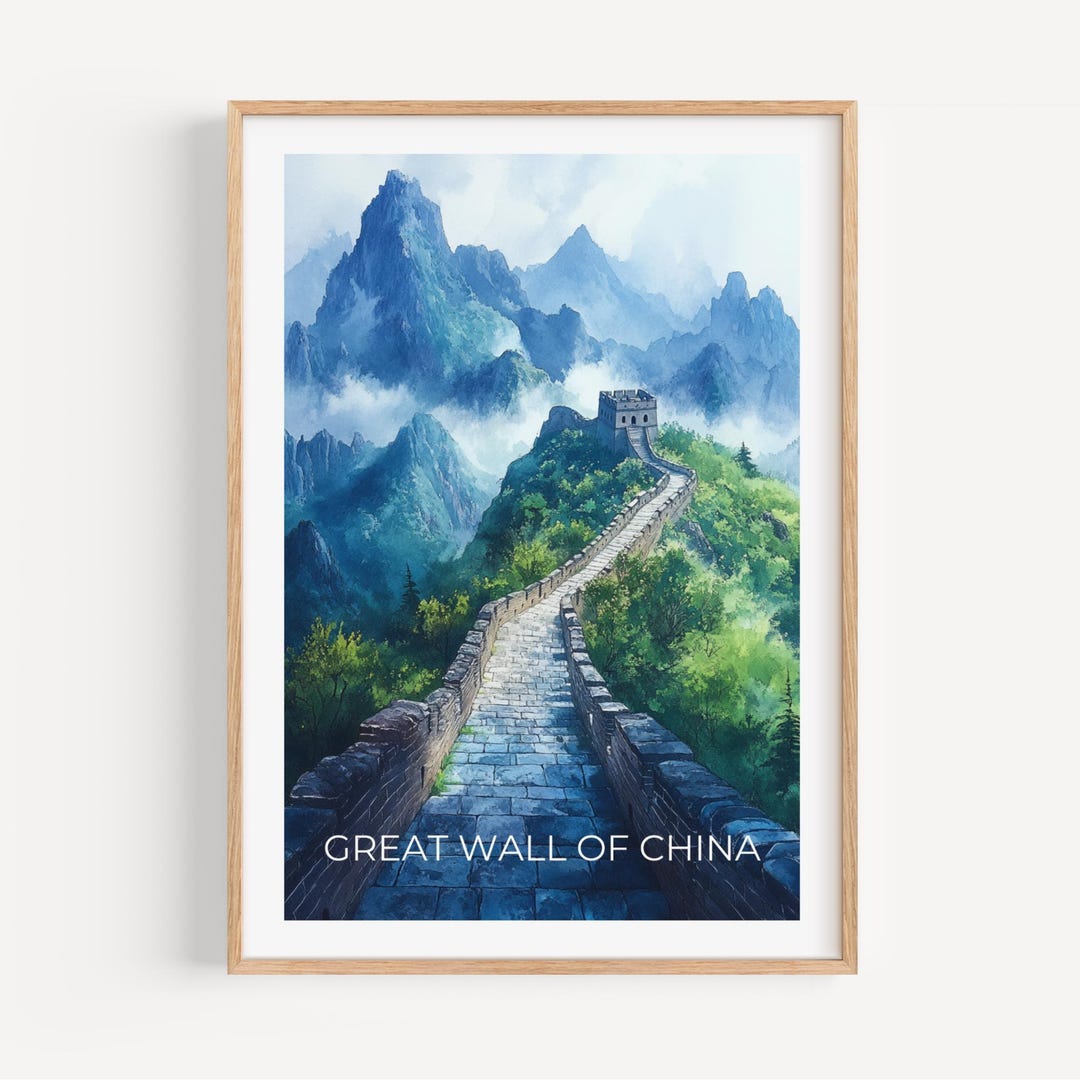 Great Wall of China Travel Poster | Watercolor Wall Art | Historic ...