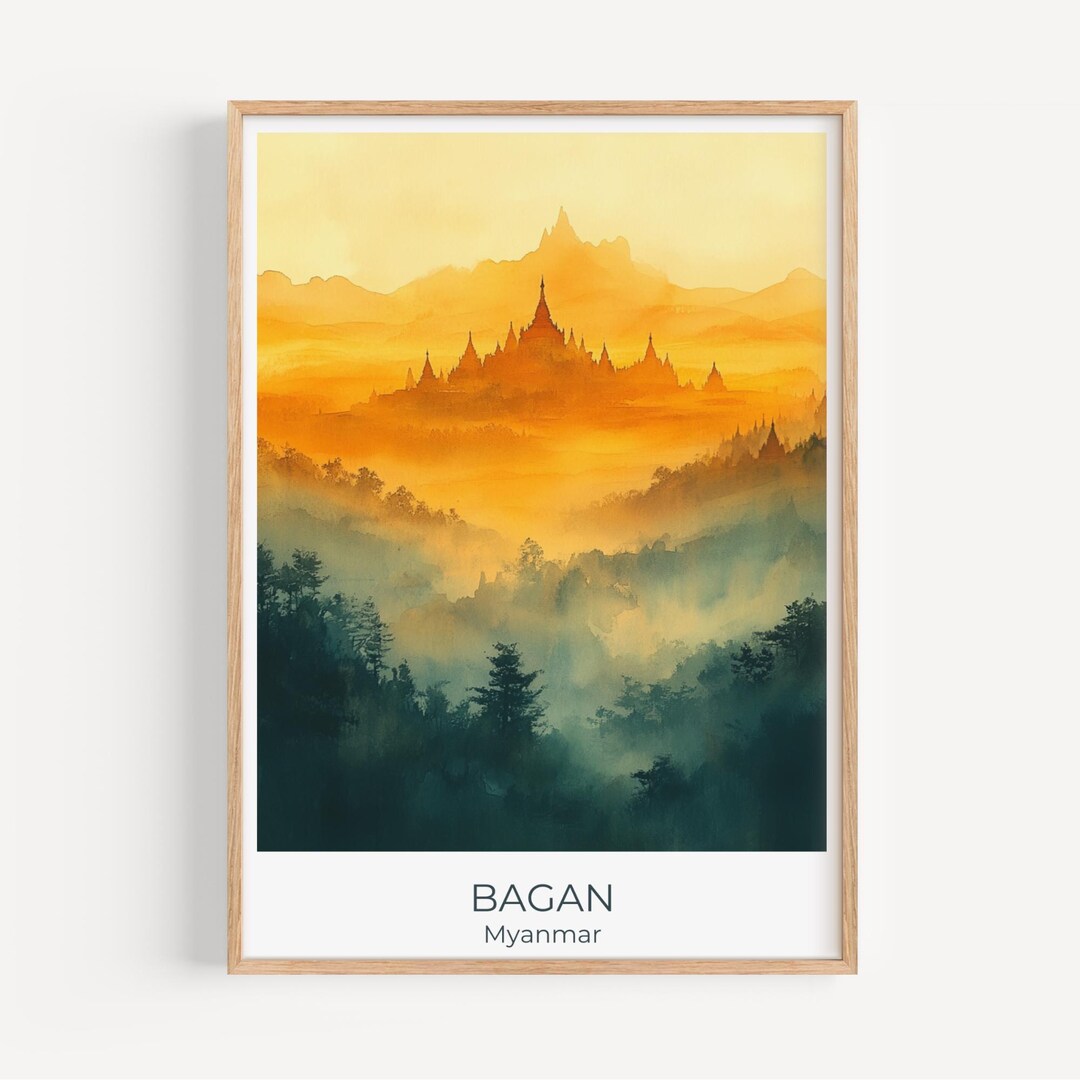 Bagan Travel Poster - Wall Art for Home Decor | Myanmar Print of Bagan ...