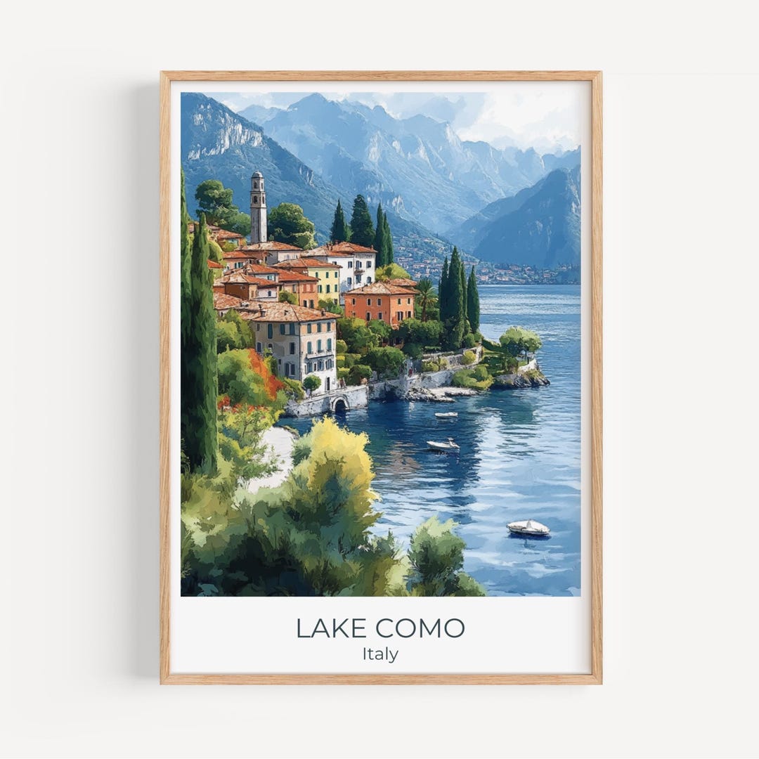 Lake Como Poster | Italy Travel Art | Scenic Villas & Tranquil Lake ...