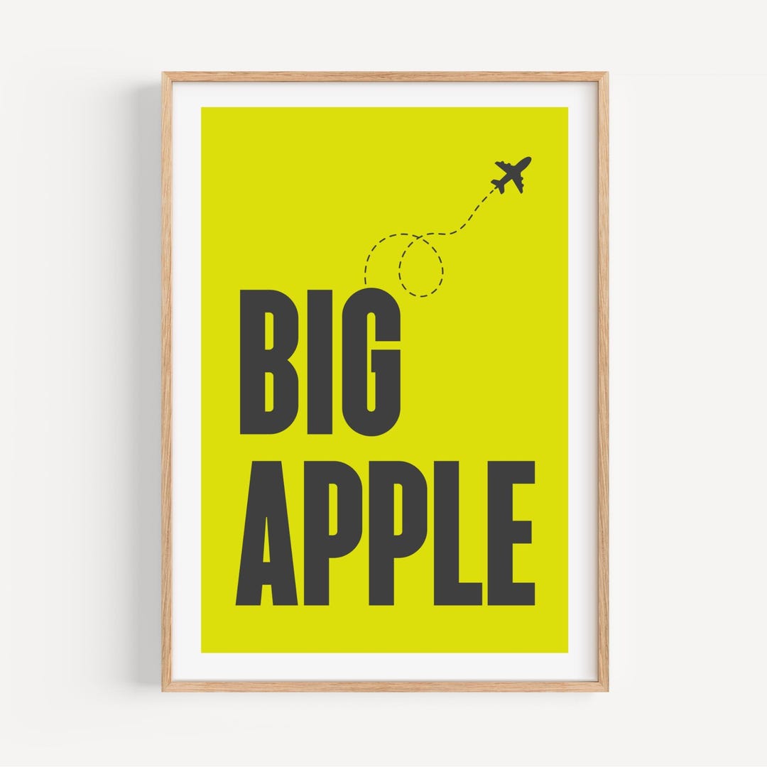 Big Apple Airplane Poster | Minimalist NYC Travel Print (digital ...