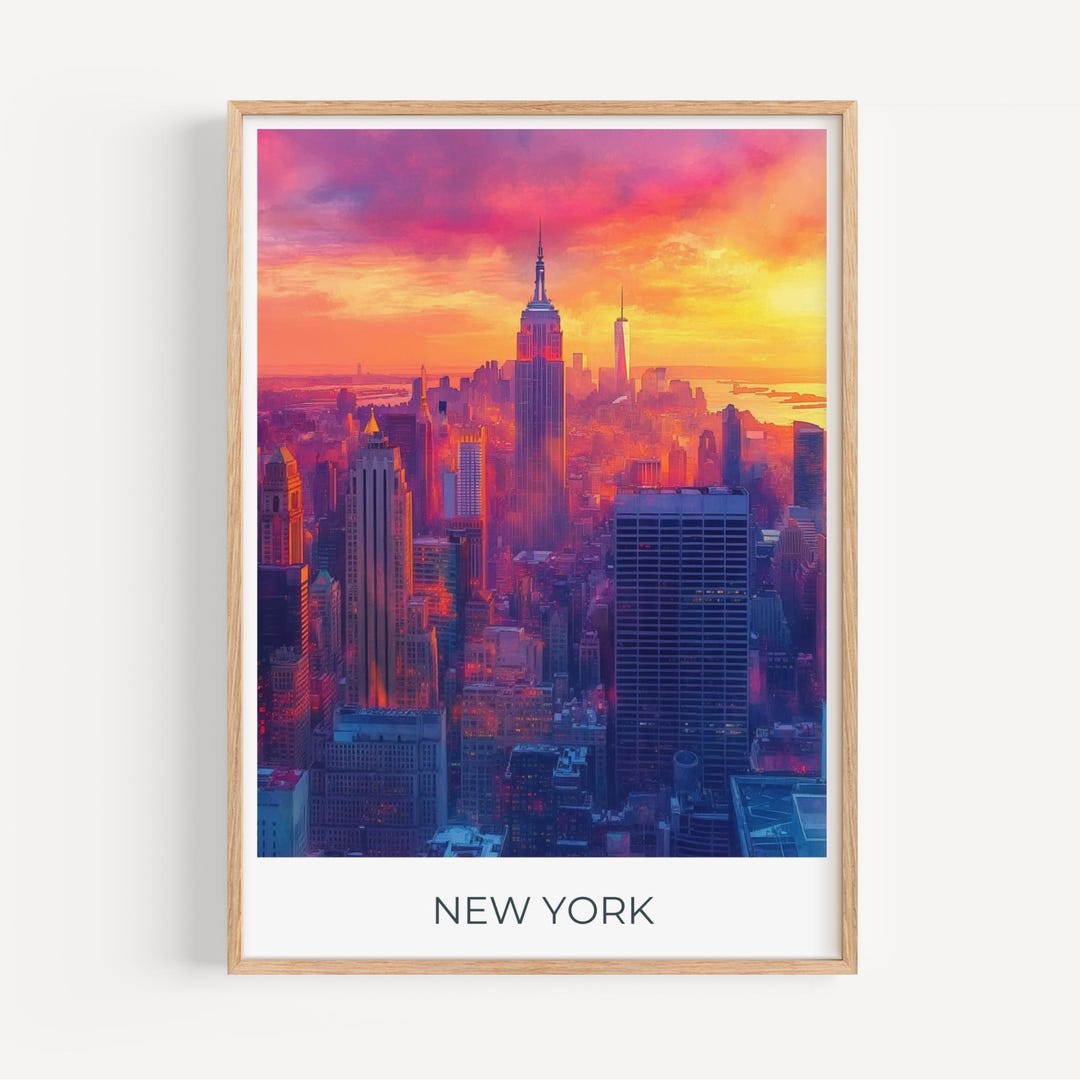 New York City Skyline Travel Poster | NYC Skyline Art | Modern Design ...