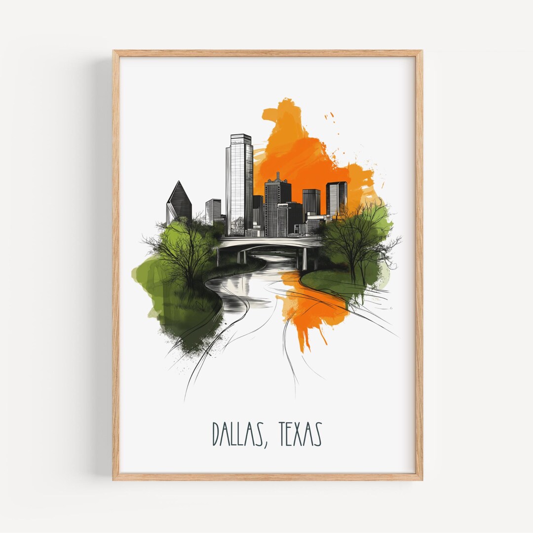 Dallas Texas Skyline Art Print: Line Art Vector (digital Download) - Etsy