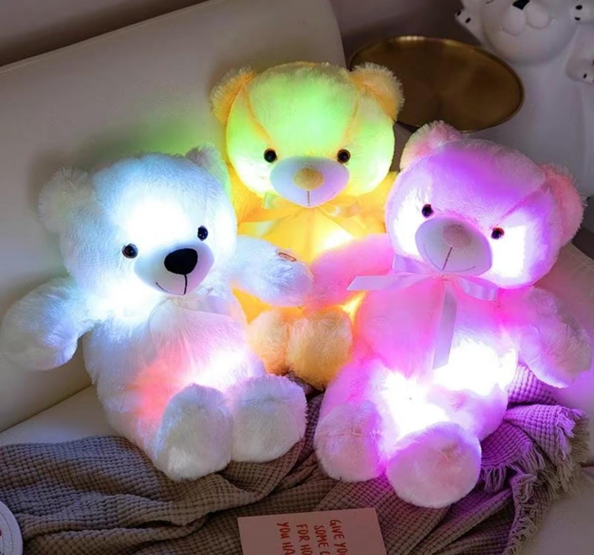 Glowing Bear Plush Toy, 1 Count Soft Bear Stuffed Doll With LED Light ...