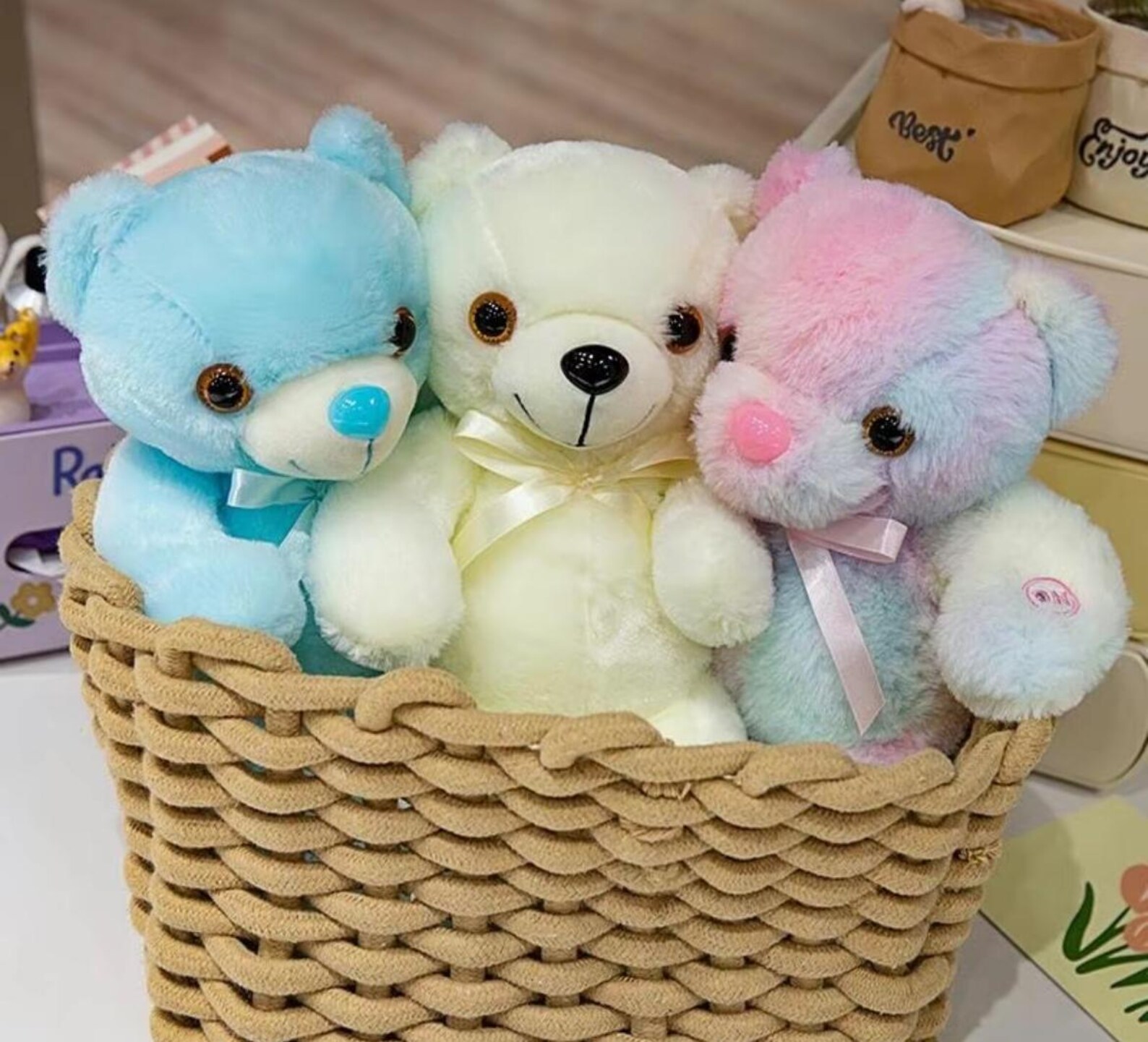 Glowing Bear Plush Toy, 1 Count Soft Bear Stuffed Doll With LED Light ...