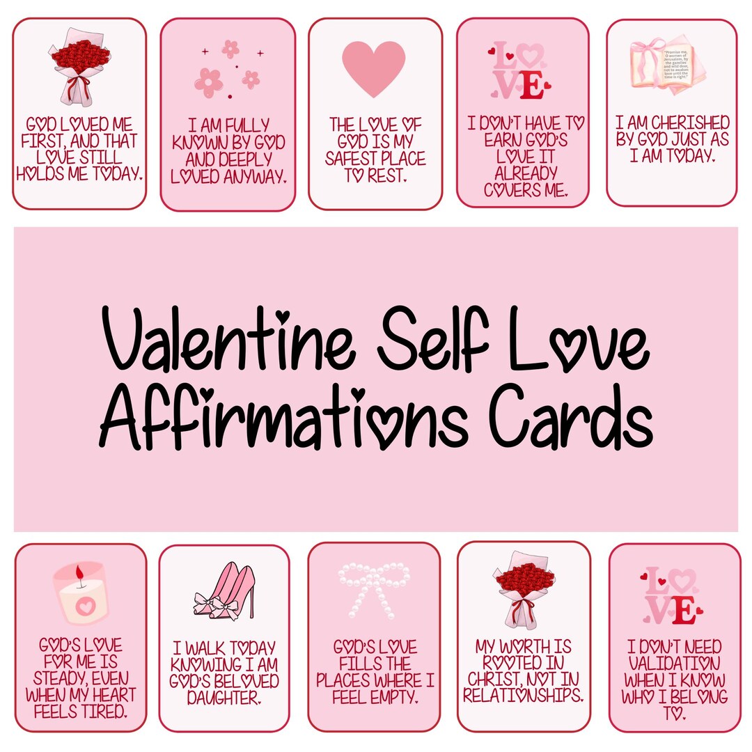 Christian Affirmation Cards, Valentine's Day Self-love (printable Set ...