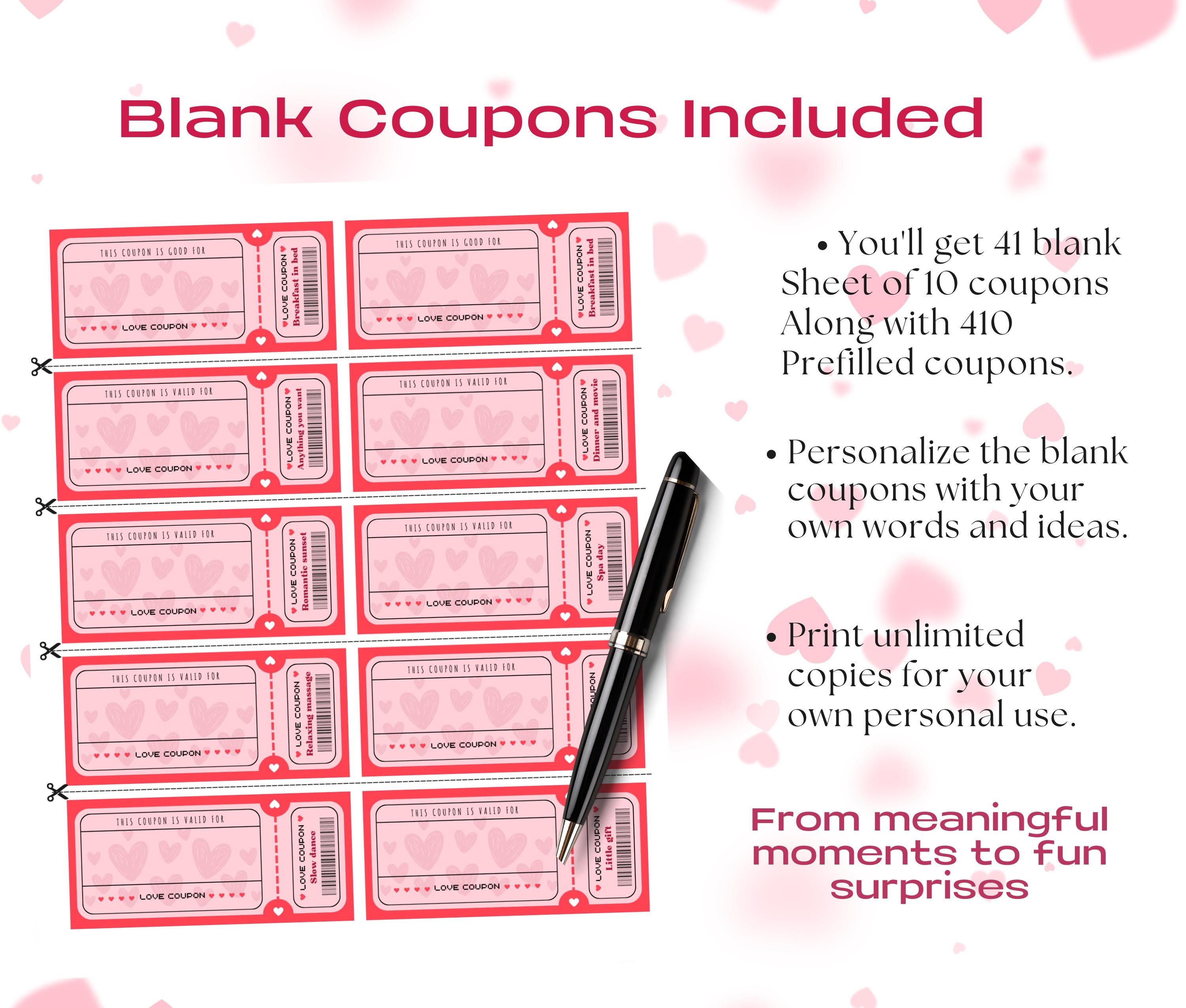 Editable Printable Love Coupons Book Template, Customizable Valentine's ...