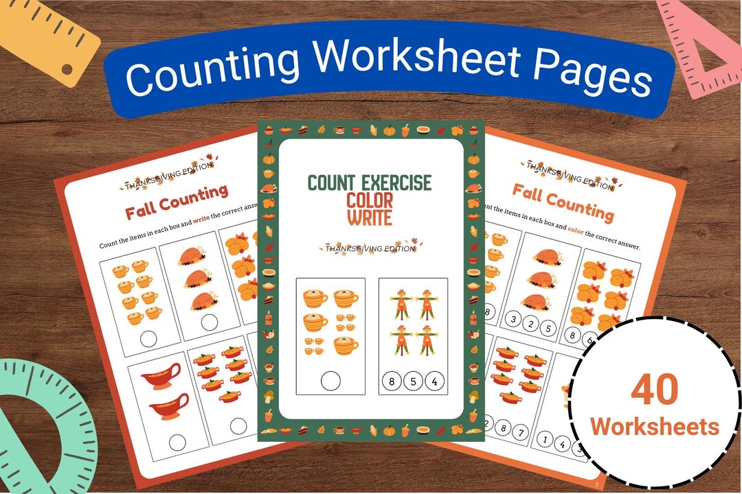 Fall Counting Worksheets for Kids | Thanksgiving Math Activities ...