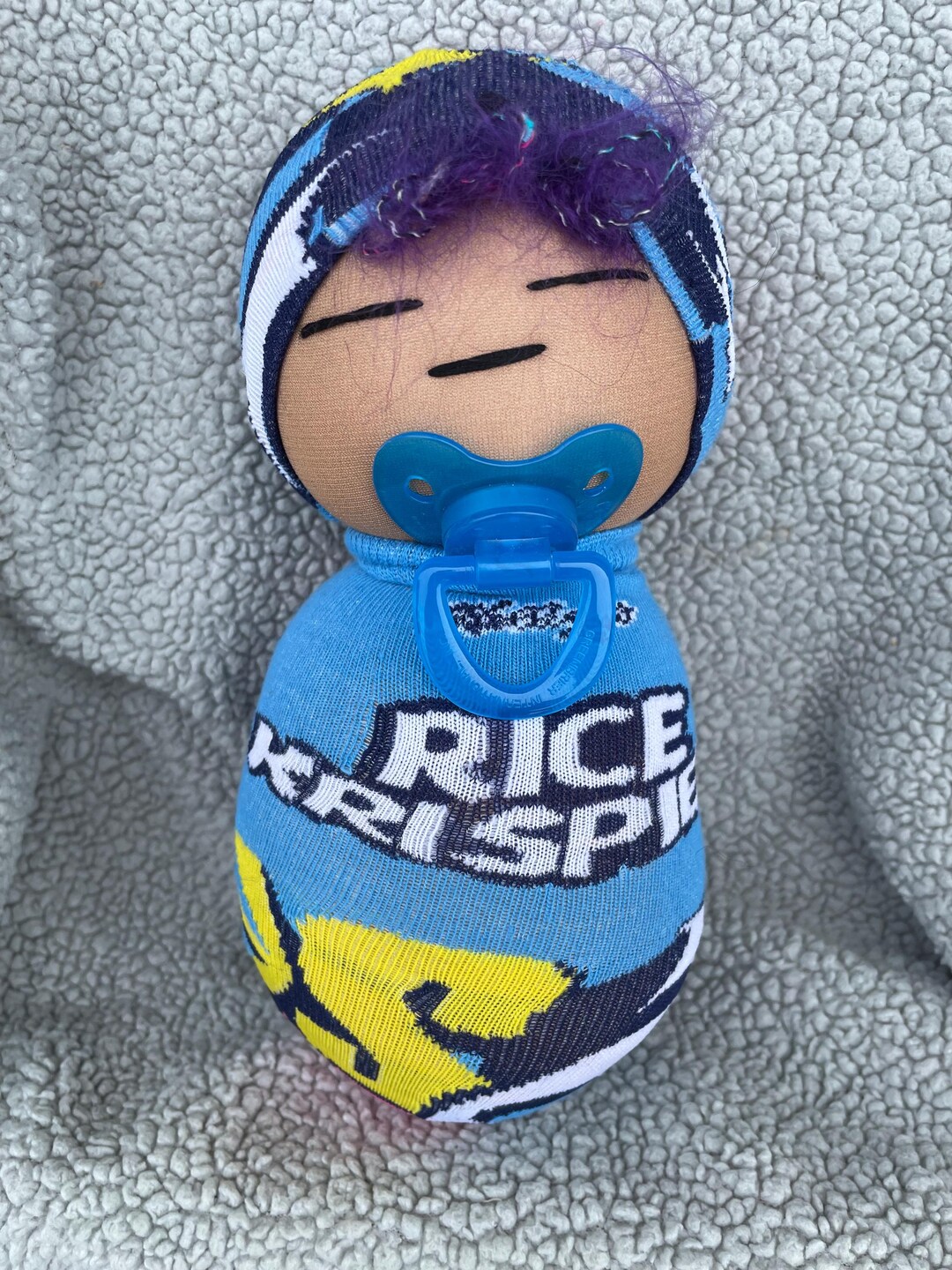 Handmade Rice Krispies Sock Baby Doll With Pacifier – Cute Plush Gift ...