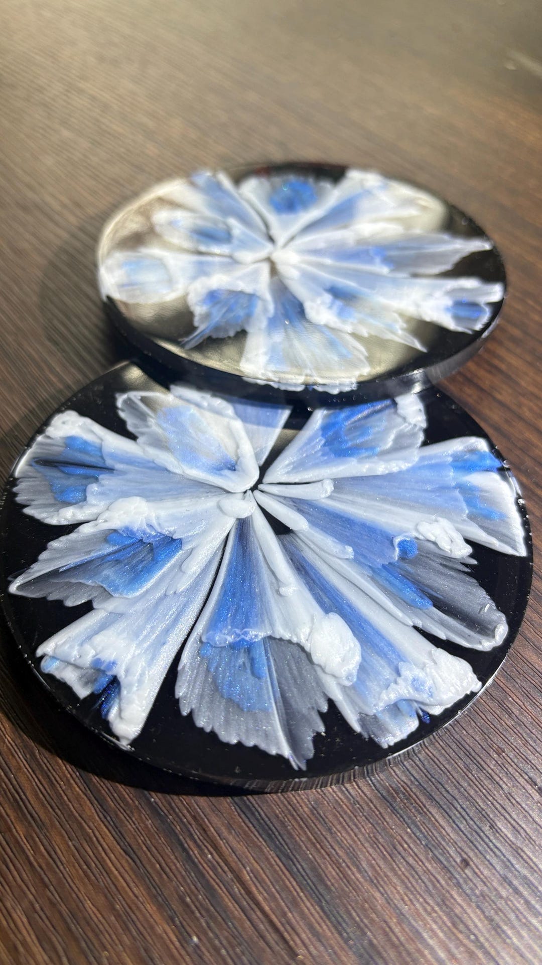 Bloom Resin Coasters (set of 2): Blue & Black Contemporary Home Decor ...