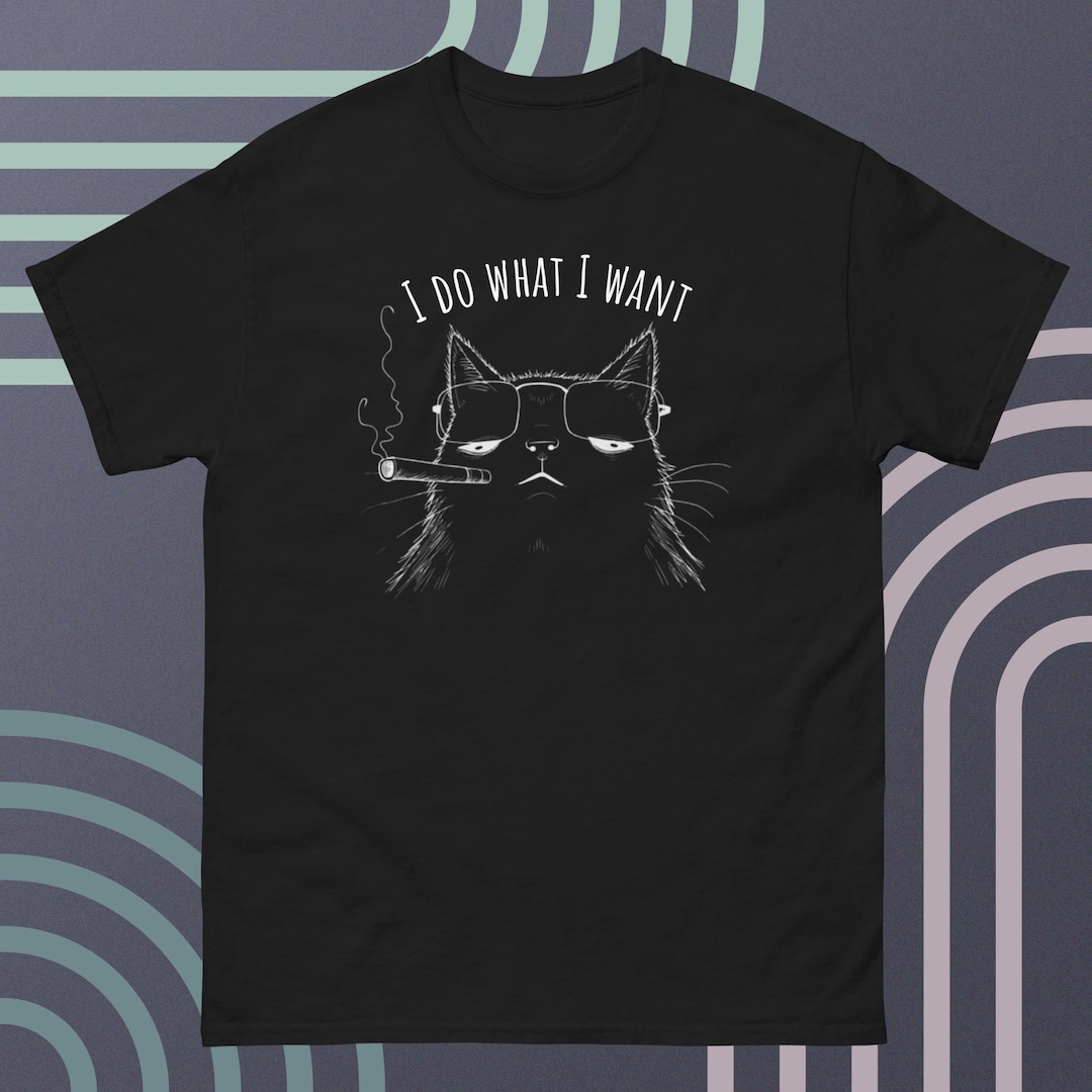 Smoking Cat Cigarette, Dark Smoker Cat Cool Cat Unisex Graphic Tee ...