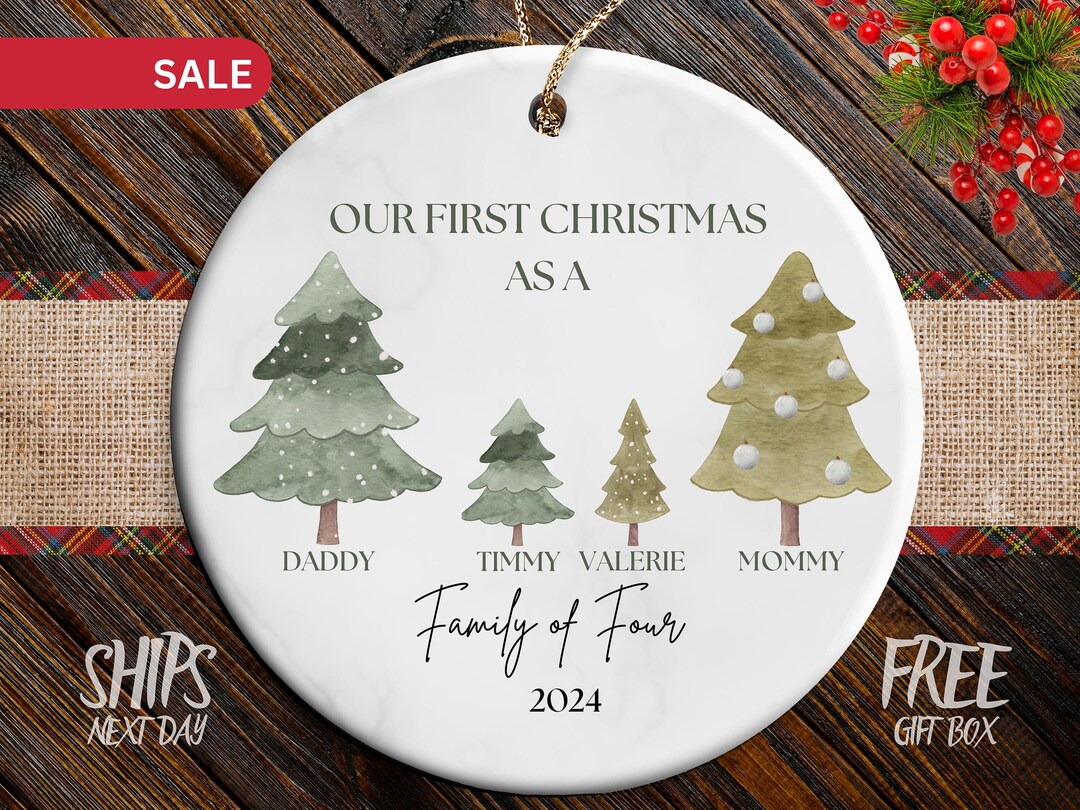 Personalized Family of 4 Ornament - Custom Family Stocking Ornament ...