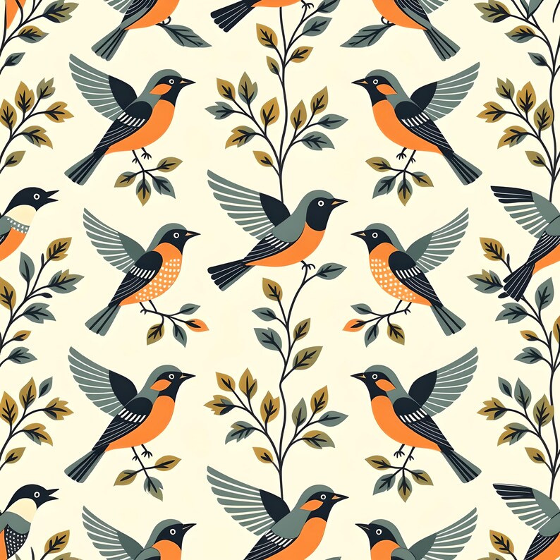 Buy Bird Print Tie, Vintage Style Necktie, Nature Pattern Tie, Floral ...