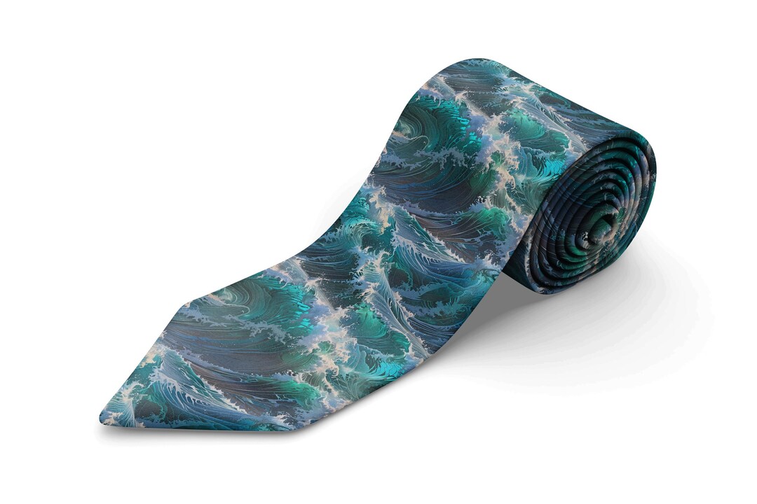 Ocean Waves Anime Necktie: Men's Polyester Satin Tie - Etsy