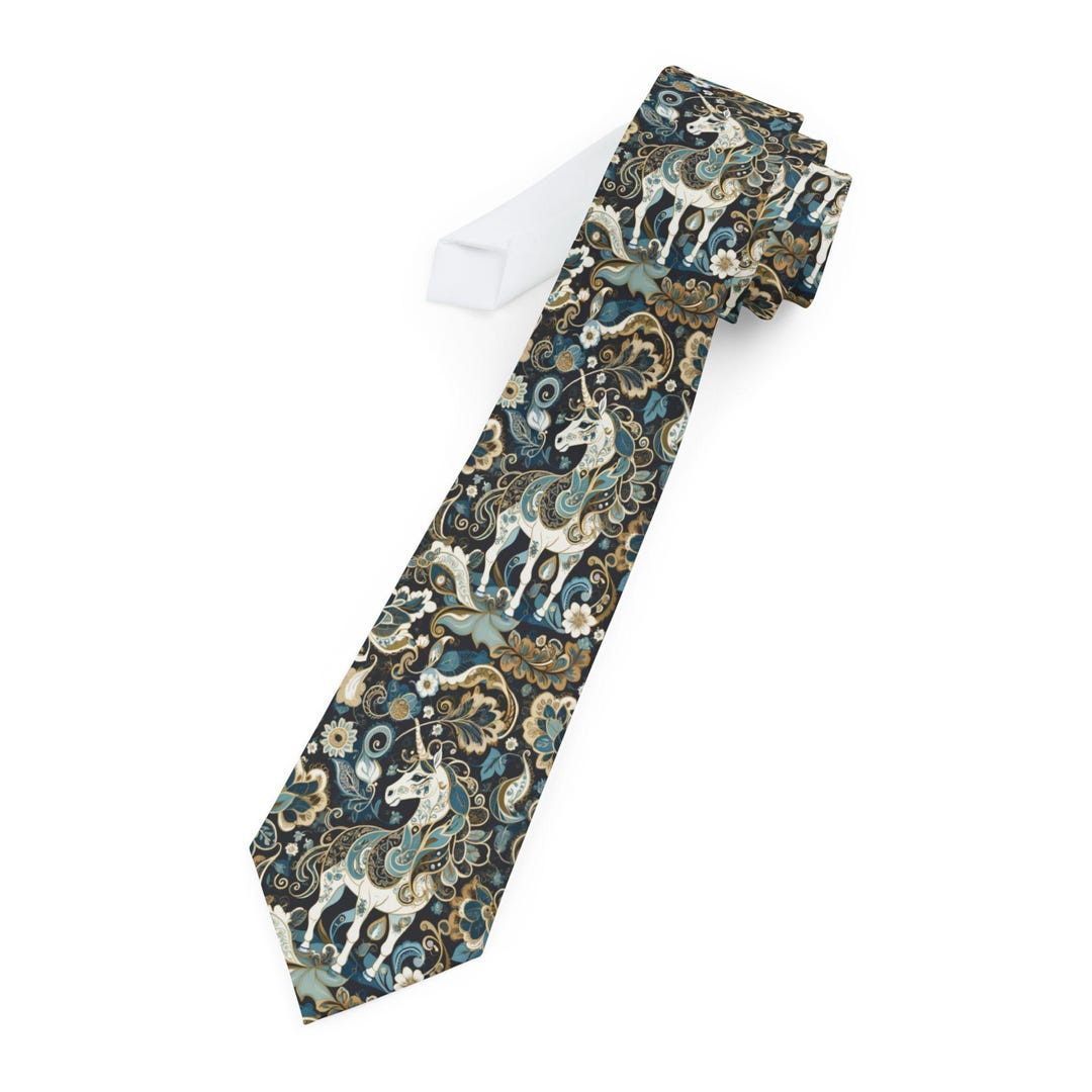 Necktie, Unicorn Paisley Print, Fun and Playful Neckwear for Men and ...