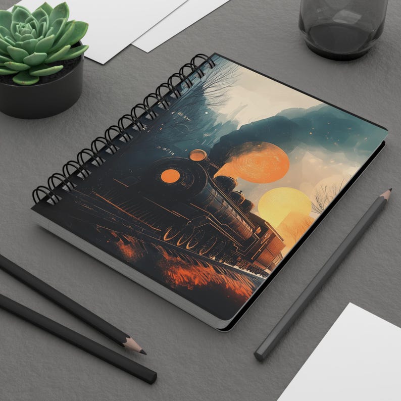 Vintage Train Spiral Bound Journal, Perfect Gift for Travelers, Writing ...