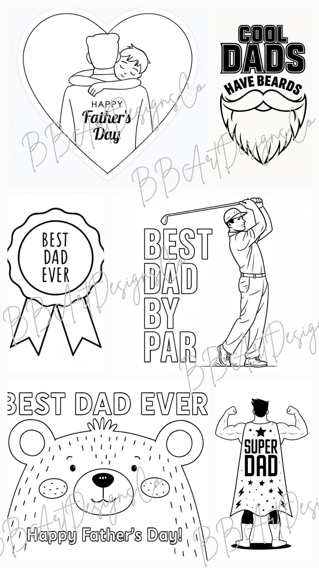 Father's Day Printable Coloring Pages Pack 5 Pages - Etsy