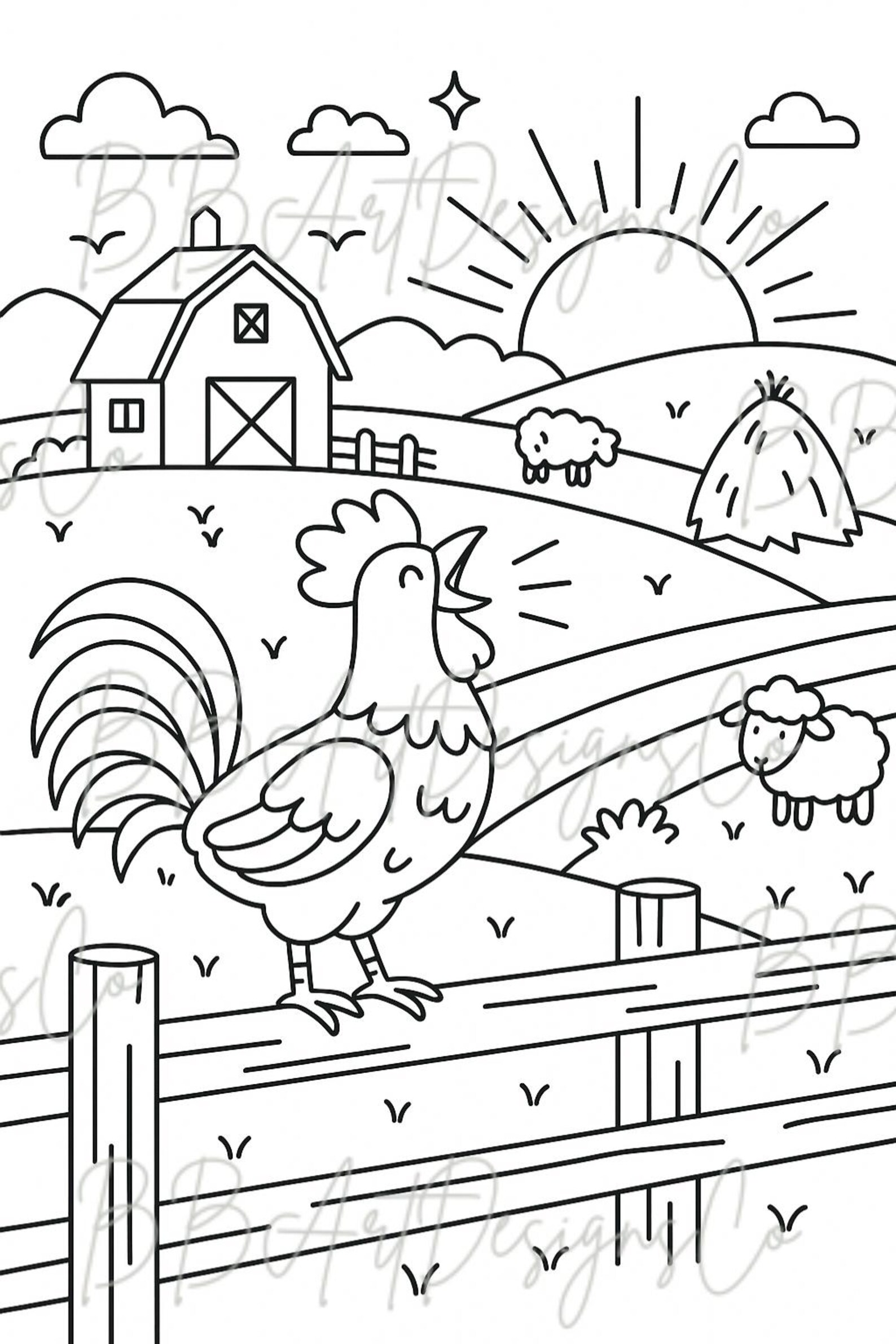 Farm Coloring Pages for Kids | Printable Barnyard Animals & Farm Life ...