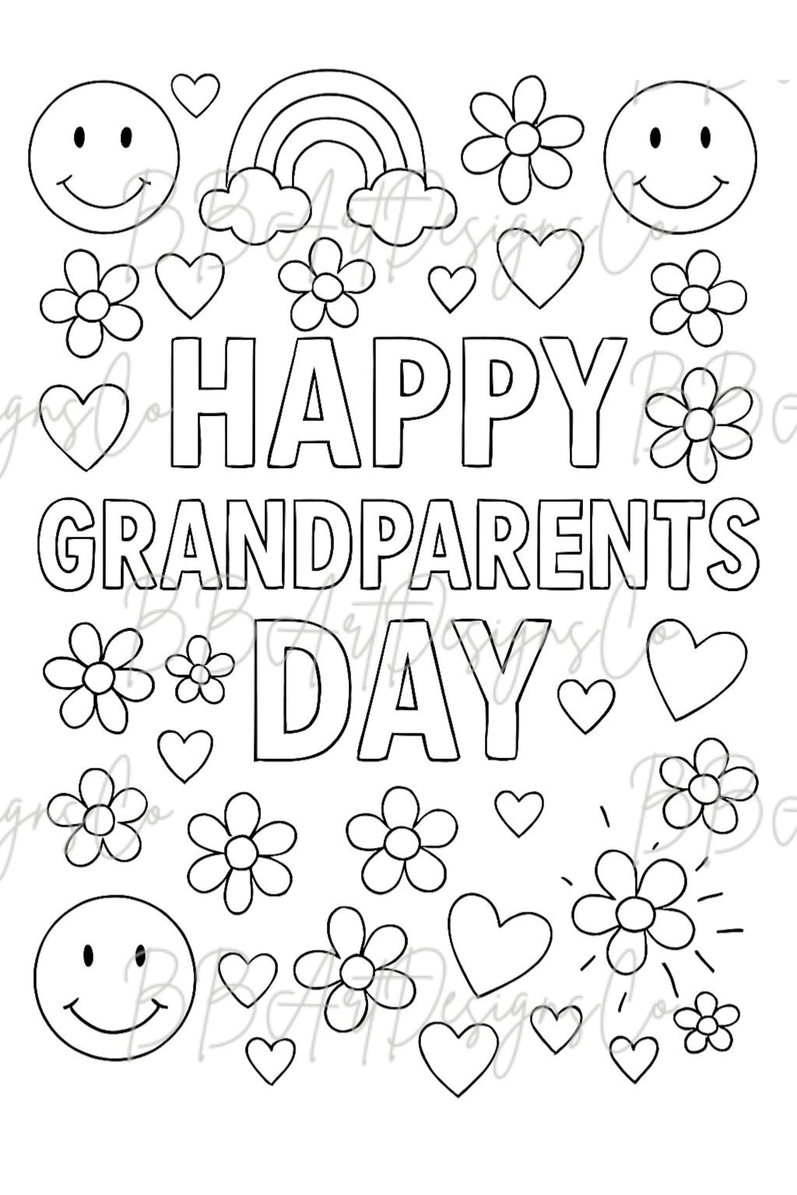 Grandparents Day Printable Coloring Pages Pack 5 Pages - Etsy