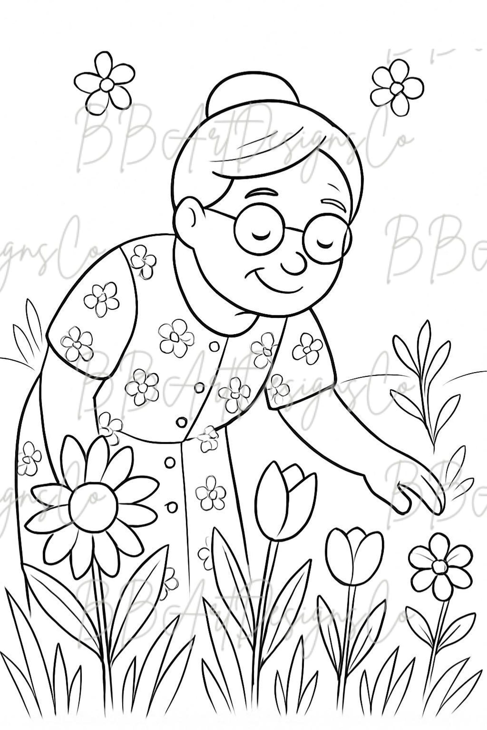 Grandparents Day Printable Coloring Pages Pack 5 Pages - Etsy