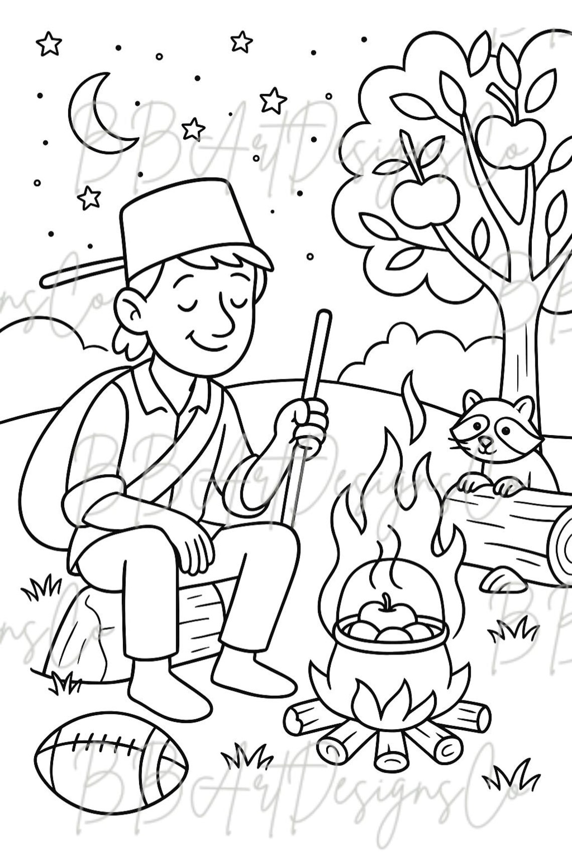 5 Printable Johnny Appleseed Coloring Pages – American Folk Hero – Kids ...