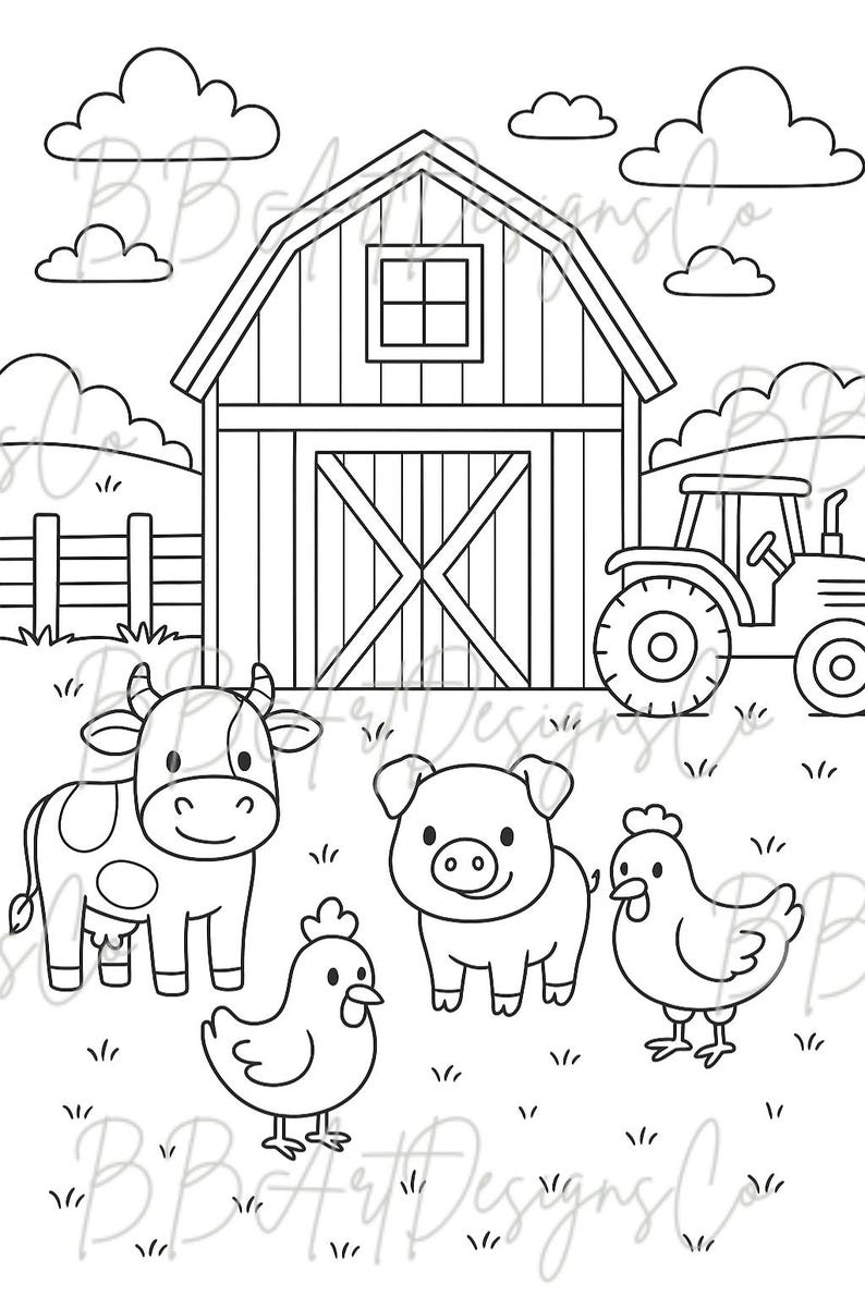Farm Coloring Pages for Kids | Printable Barnyard Animals & Farm Life ...