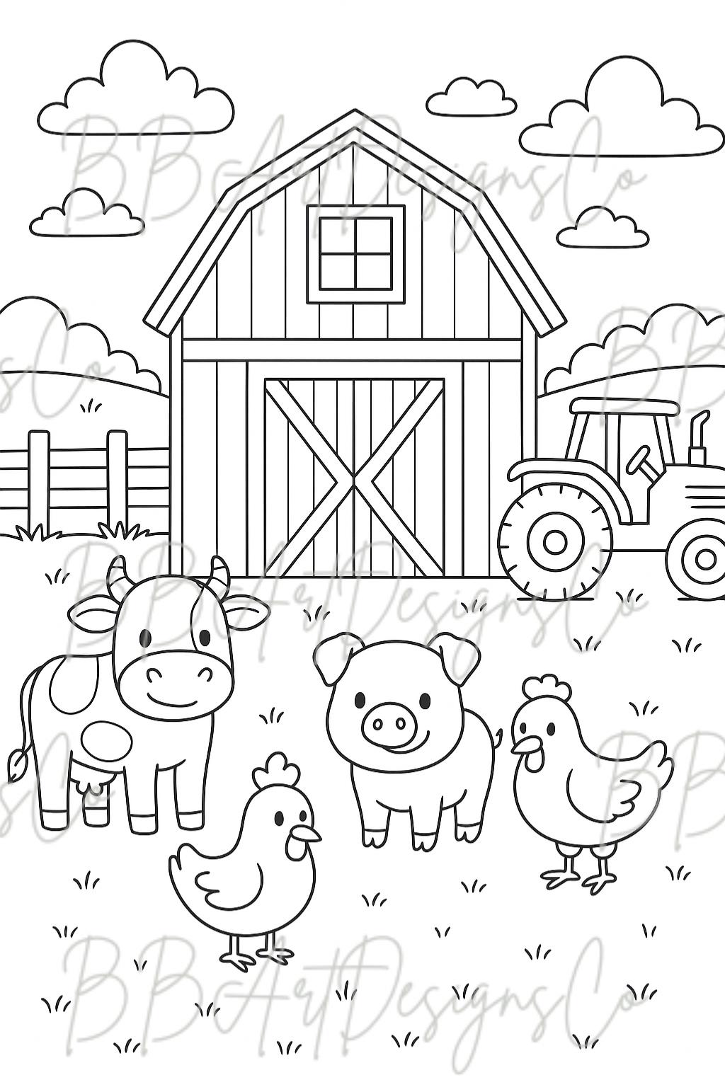 Farm Coloring Pages for Kids | Printable Barnyard Animals & Farm Life ...