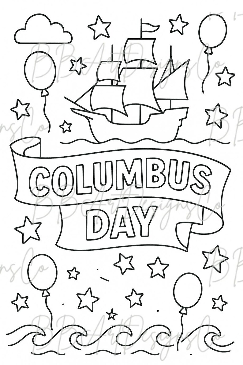 Columbus Day & Explorer Coloring Pages | 5 Printable Kids Coloring ...