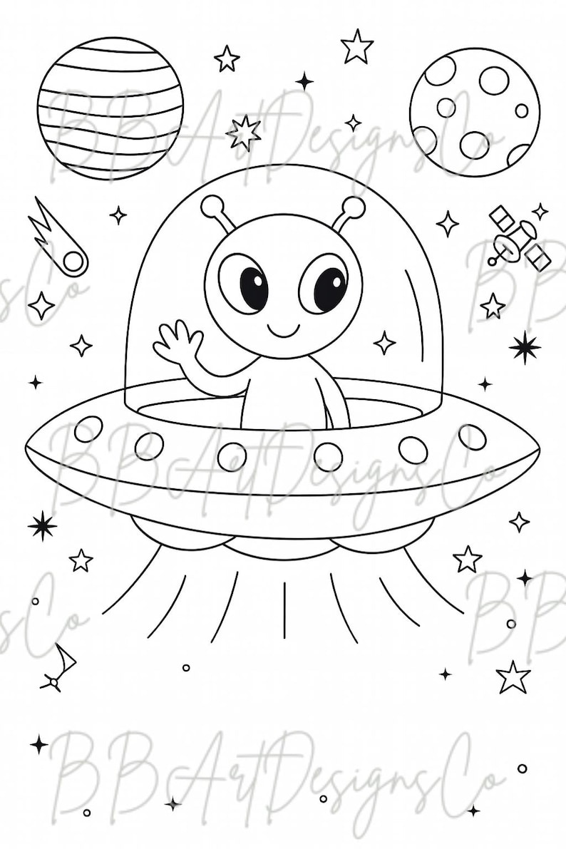 Space Coloring Pages: Astronaut, Rocket, Galaxy (PDF) - Etsy