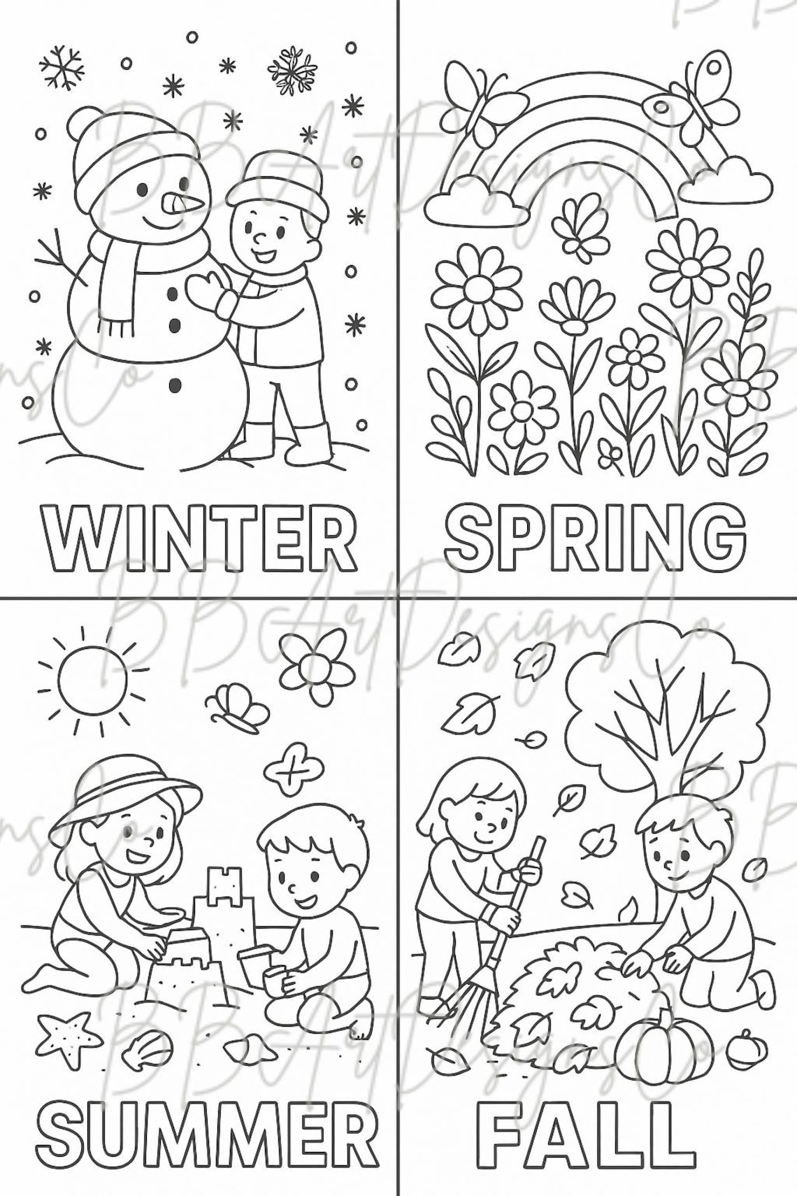 Four Seasons Coloring Pages | Printable Seasonal Activity Sheets for ...