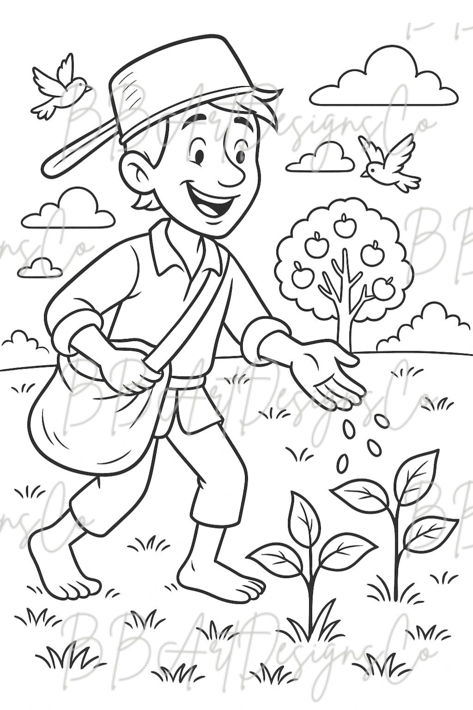 5 Printable Johnny Appleseed Coloring Pages – American Folk Hero – Kids ...