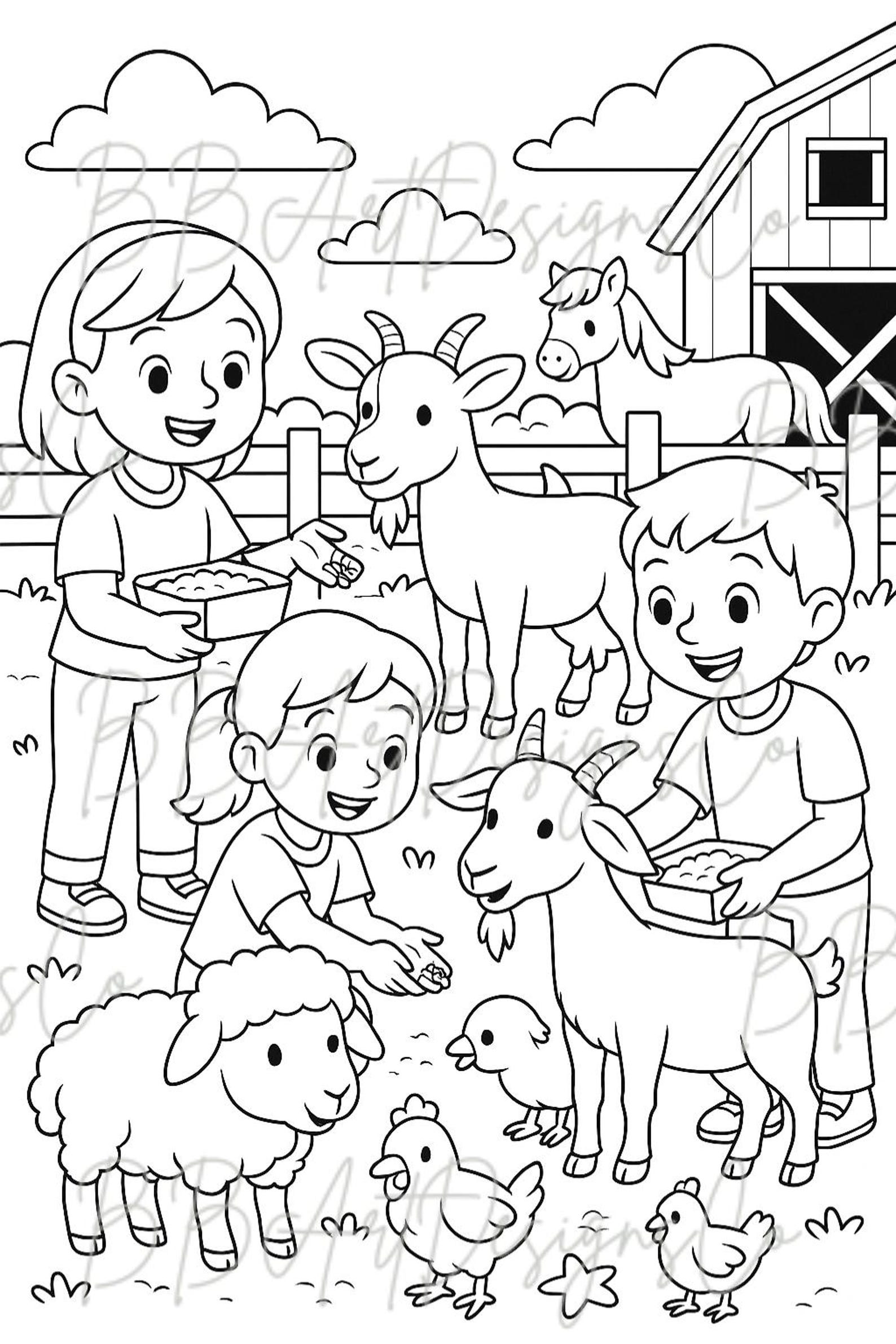 Farm Coloring Pages for Kids | Printable Barnyard Animals & Farm Life ...