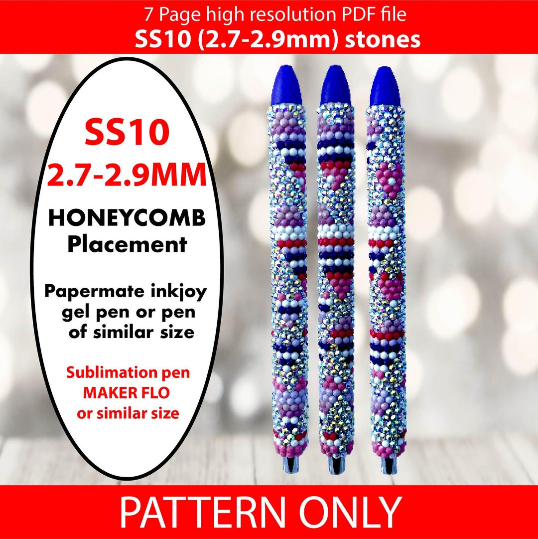 Serape Hearts Bling Pen Pattern: Honeycomb SS10 Rhinestone Template ...