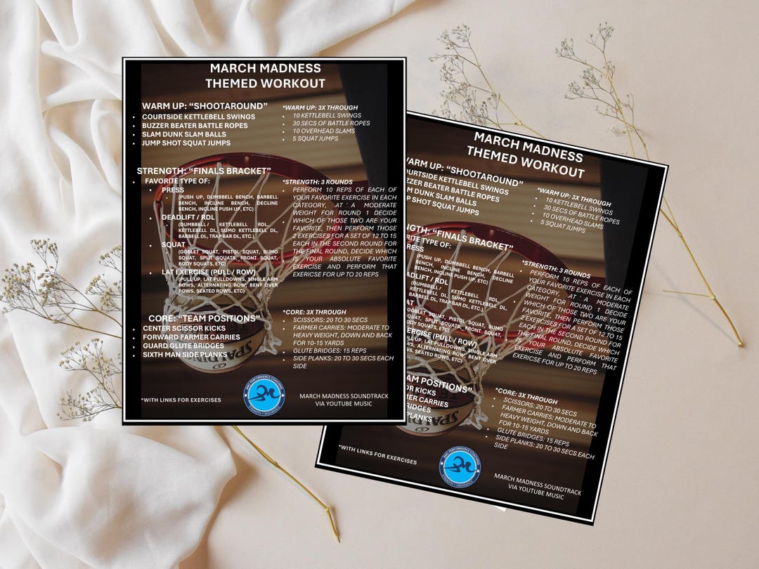 Printable March Madness Themed Workout Sheet,march Madness Fitness ...