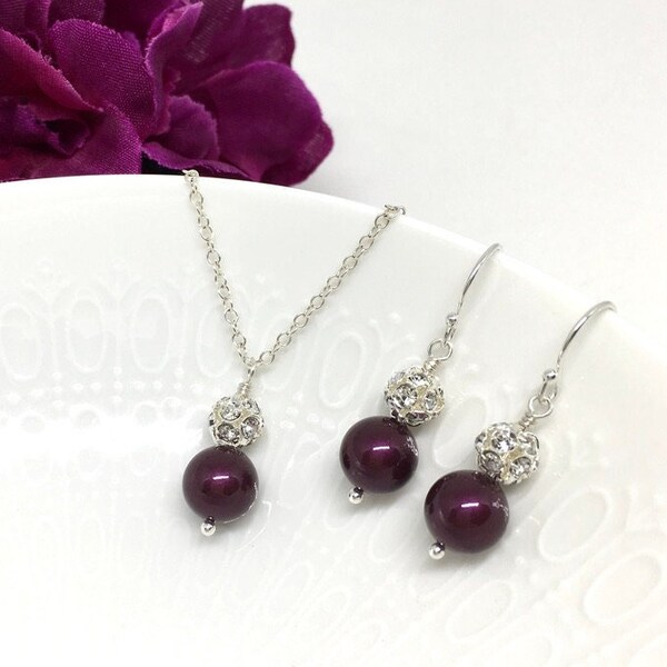 Wine Colored Jewelry Set - Etsy