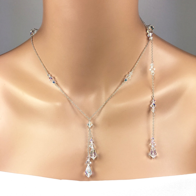 Lariat Bridal Backdrop Necklace Teardrop 2 Strand Lariat - Etsy