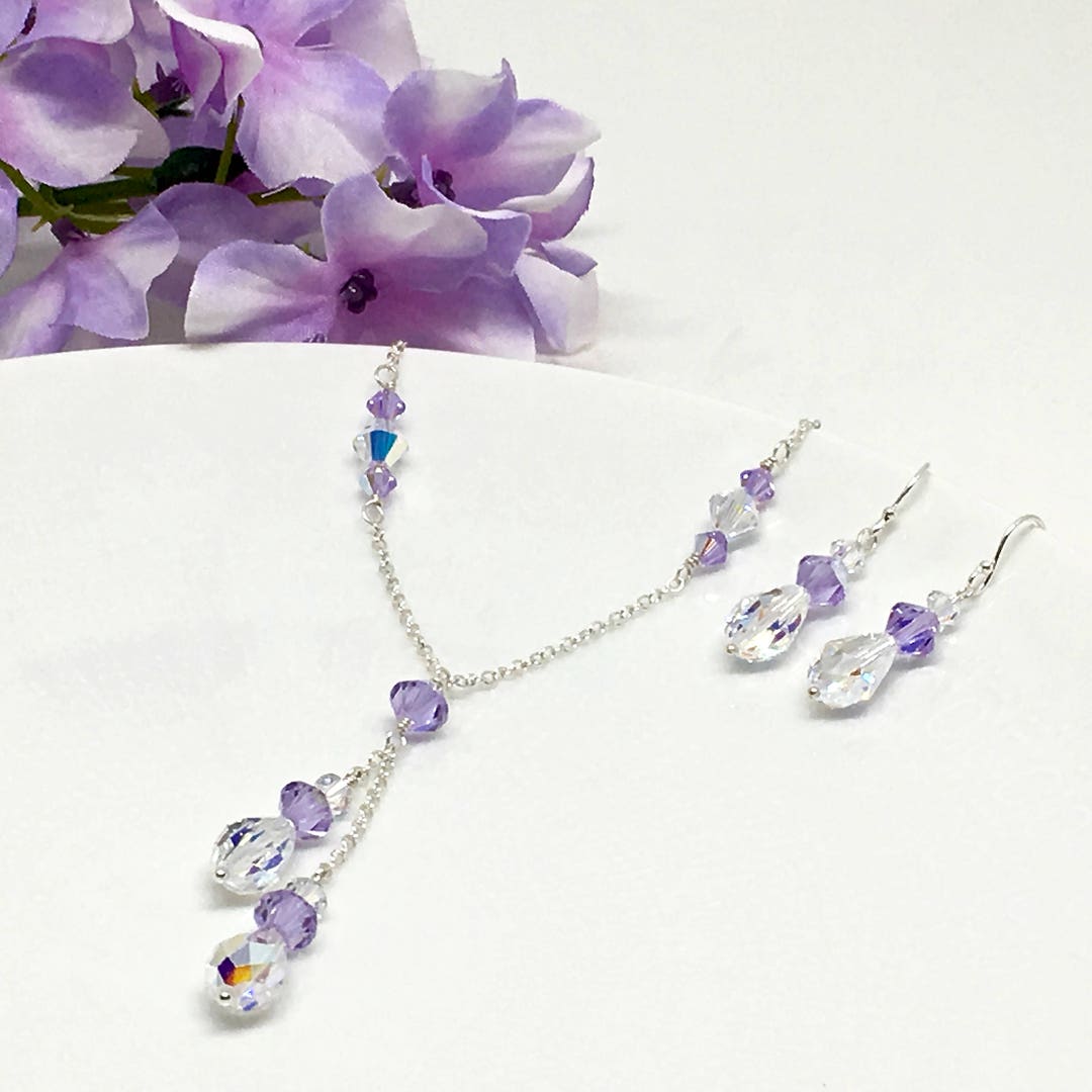Lavender Jewelry Set | Lariat Necklace for Prom | Light Purple ...