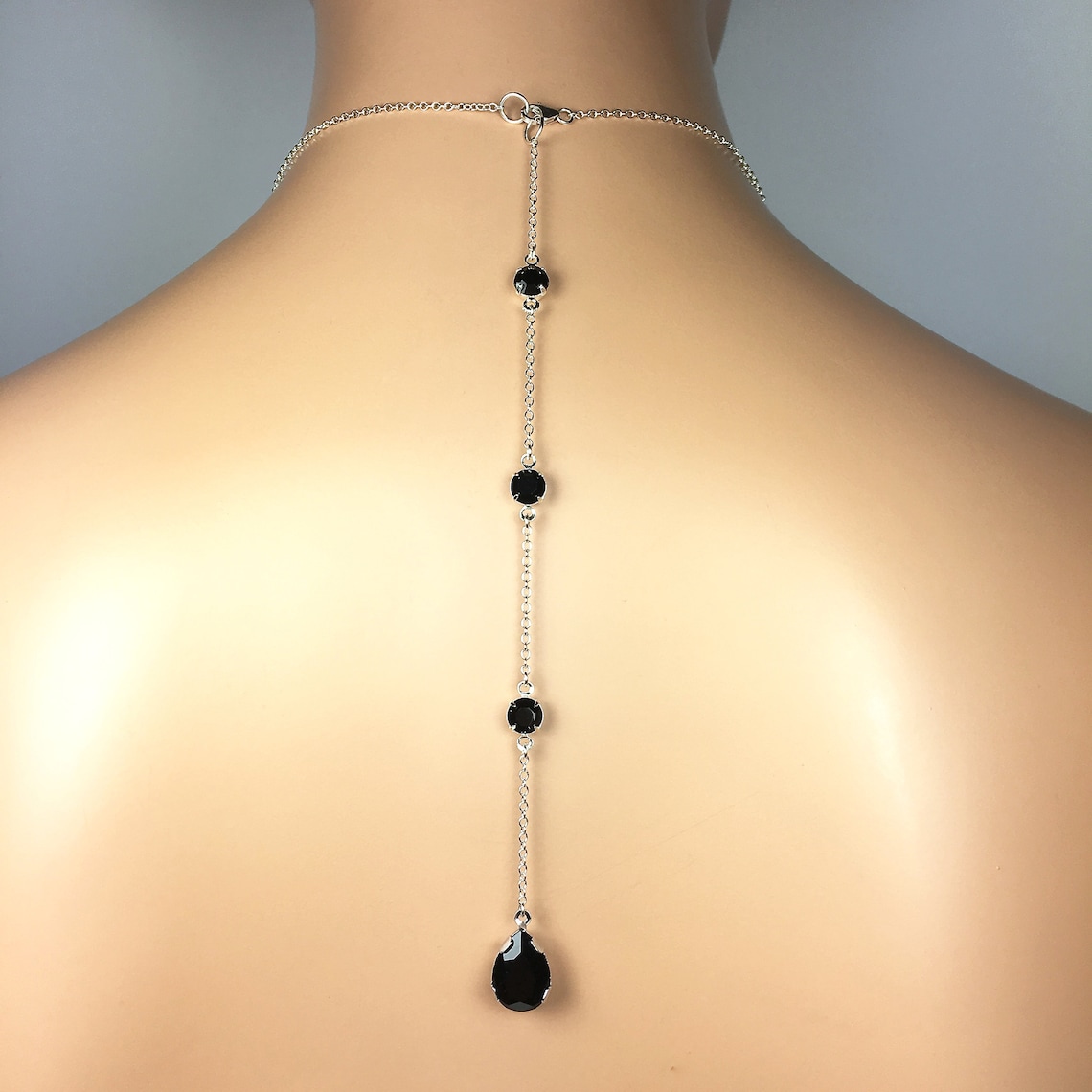 Black Crystal Backdrop Necklace For Little Black Dress Jewelry | Etsy