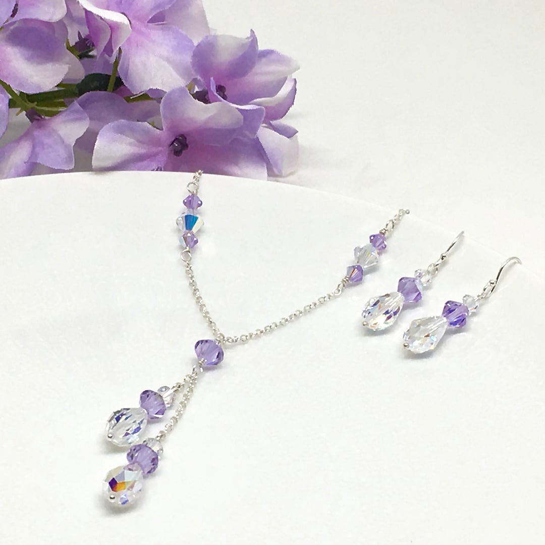 Violet Jewelry Set | Lariat Necklace | Mother of the Bride | Light ...