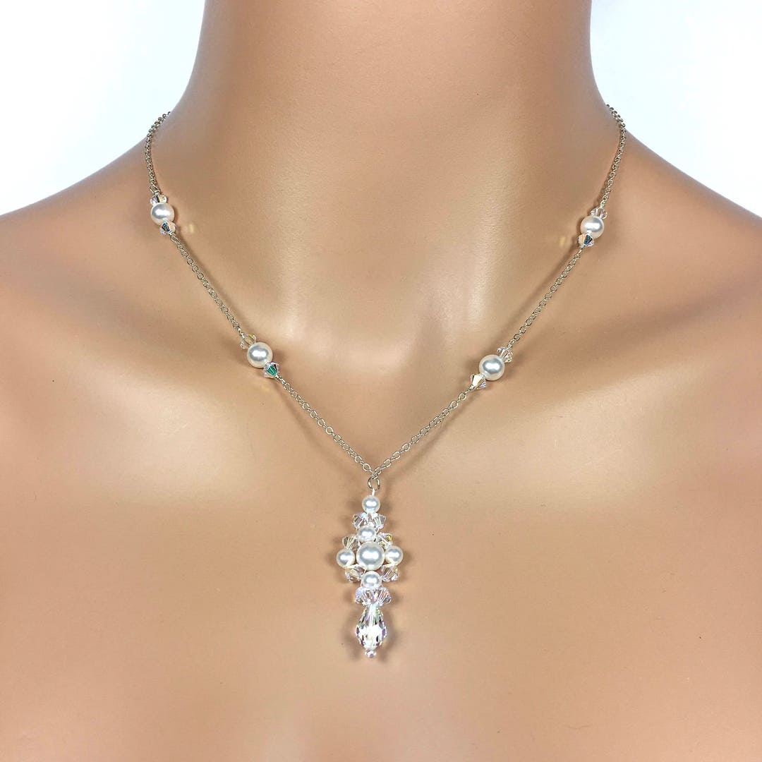 Vintage Inspired Pearl Bridal Jewelry | Pearl Bridal Backdrop Necklace ...